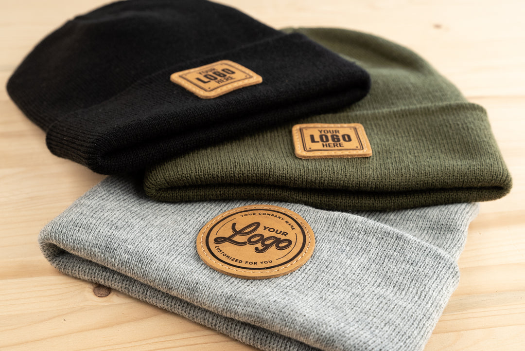 Custom Beanies With Logo | Customized Beanie With Leather Patch – C. Richard's Leather